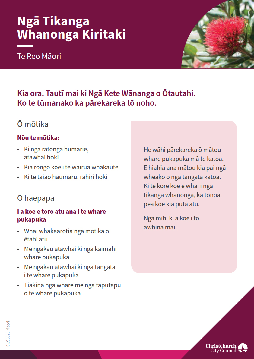 Customer Code of Conduct: te reo Māori | Christchurch City Libraries ...