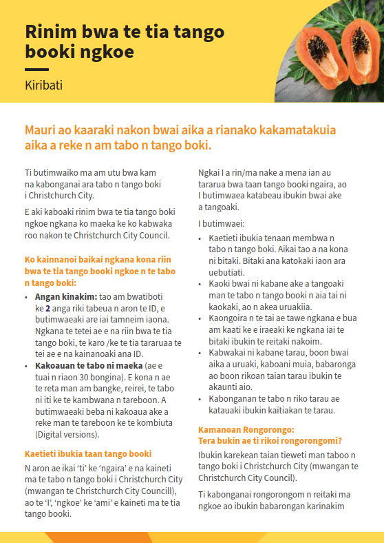 Join the library: Kiribati | Christchurch City Libraries Ngā Kete Wānanga o Ōtautahi